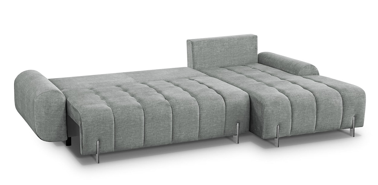 Narożnik z funkcją spania Berggie szary z pojemnikiem prawostronny ...