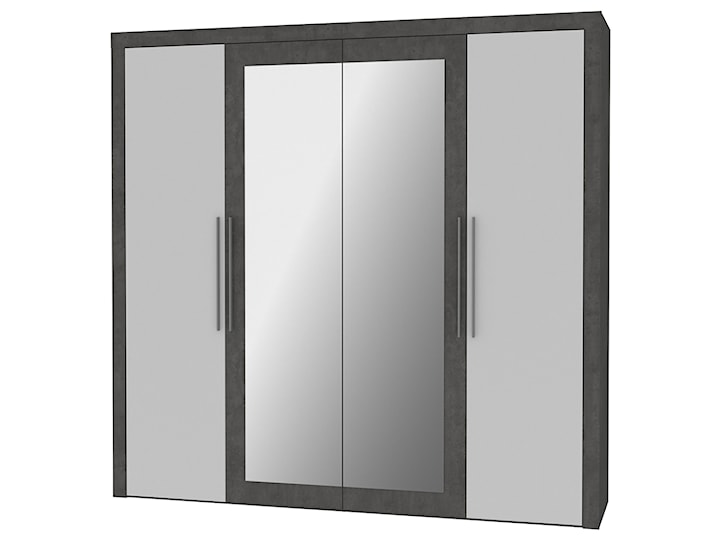 Szafa czterodrzwiowa z lustrem Julietta beton - Szafy - Homebook