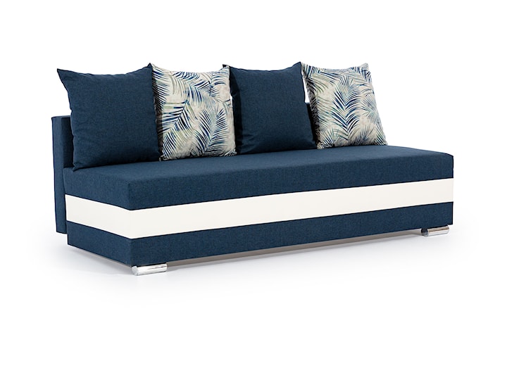 Kanapa rozkładana dwuosobowa Louredo z pojemnikiem granatowa / kremowa ...