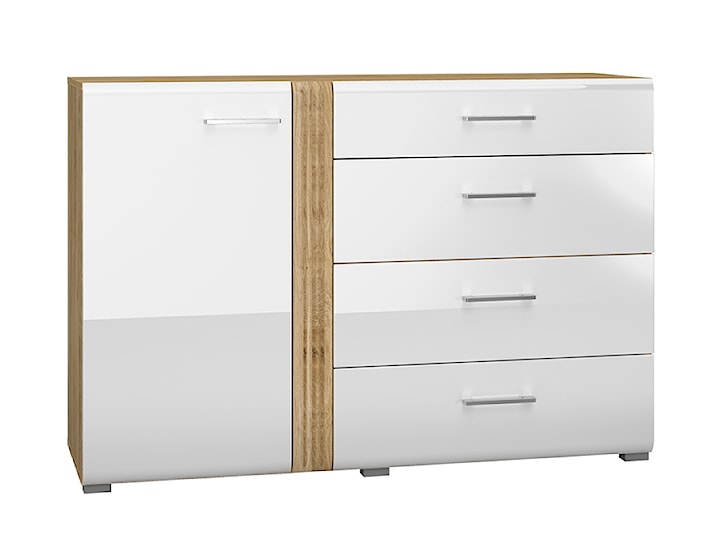 Komoda jednodrzwiowa Fandri z szufladami 143 cm Dąb castello / Biały ...