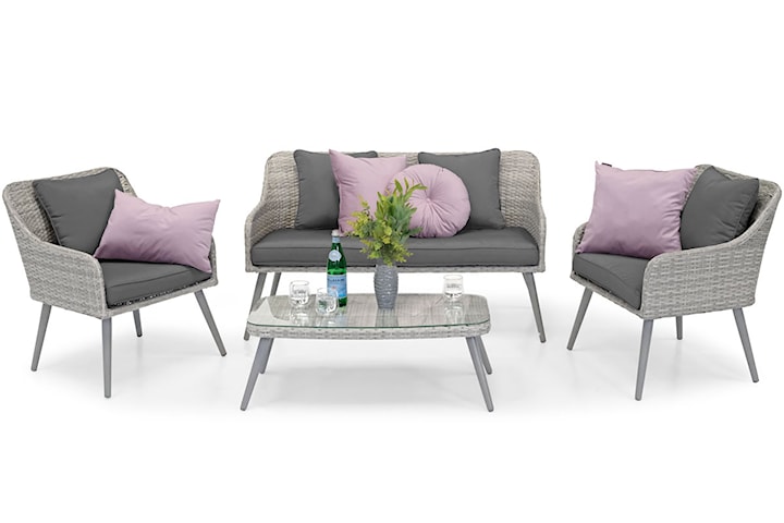 Zestaw ogrodowy Habati 4-osobowy sofa dwa krzesła oraz stolik z ...